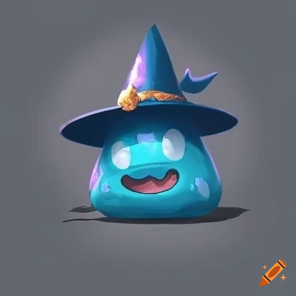 Image of a slime with sword and wizard hat on Craiyon