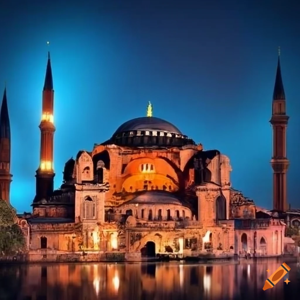 Architectural artwork inspired by santa sofia in istanbul