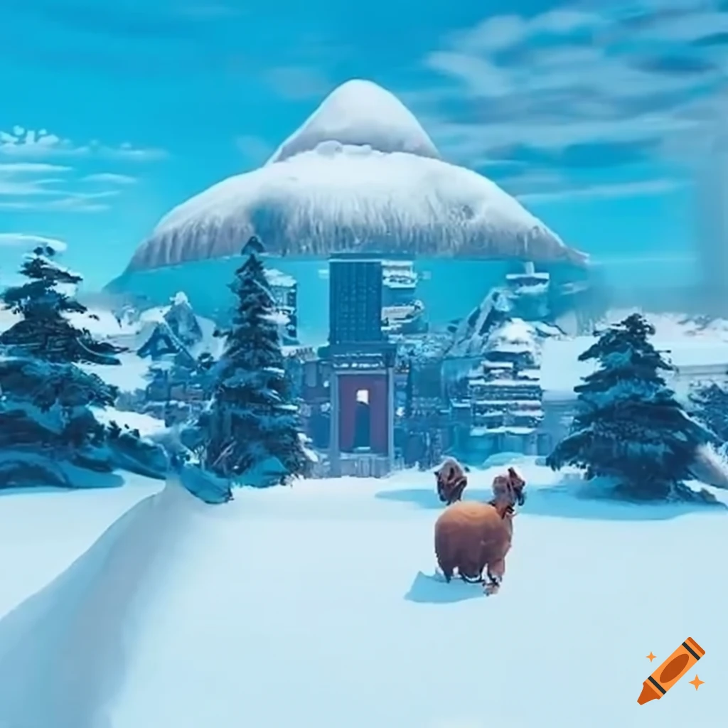 New fortnite map with snowy terrain on Craiyon