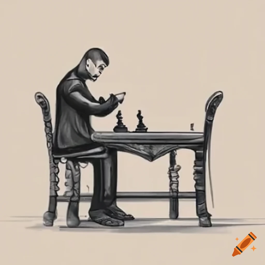 Man playing chess on a bench