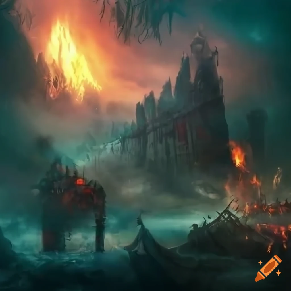 Detailed fairytale illustration of an apocalyptic world on Craiyon