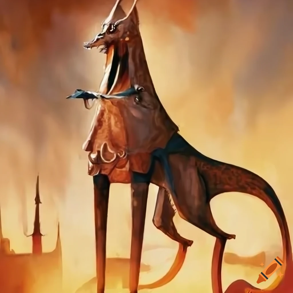 Flying medieval dog illustration