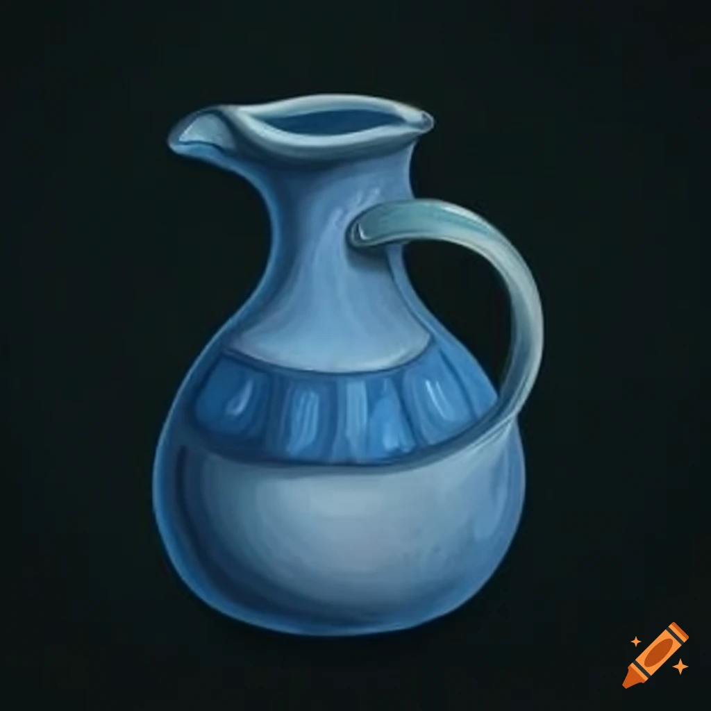 Blue ceramic pitcher in dnd art style on Craiyon