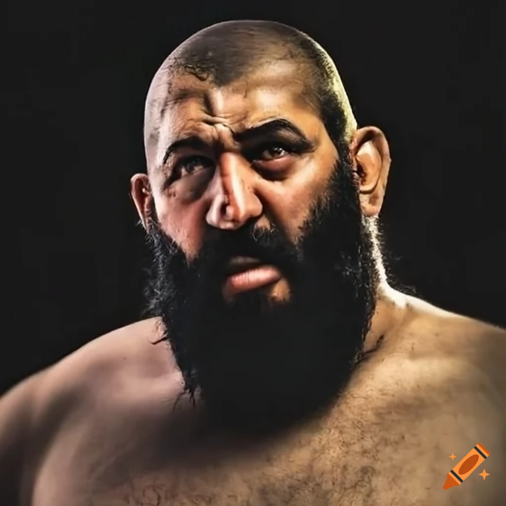 Bearded rugby player with ball in action on Craiyon