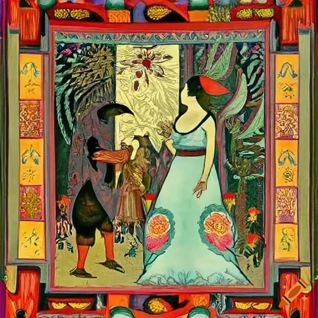 Russian folk tale illustration of a curandera in the woods during fall ...