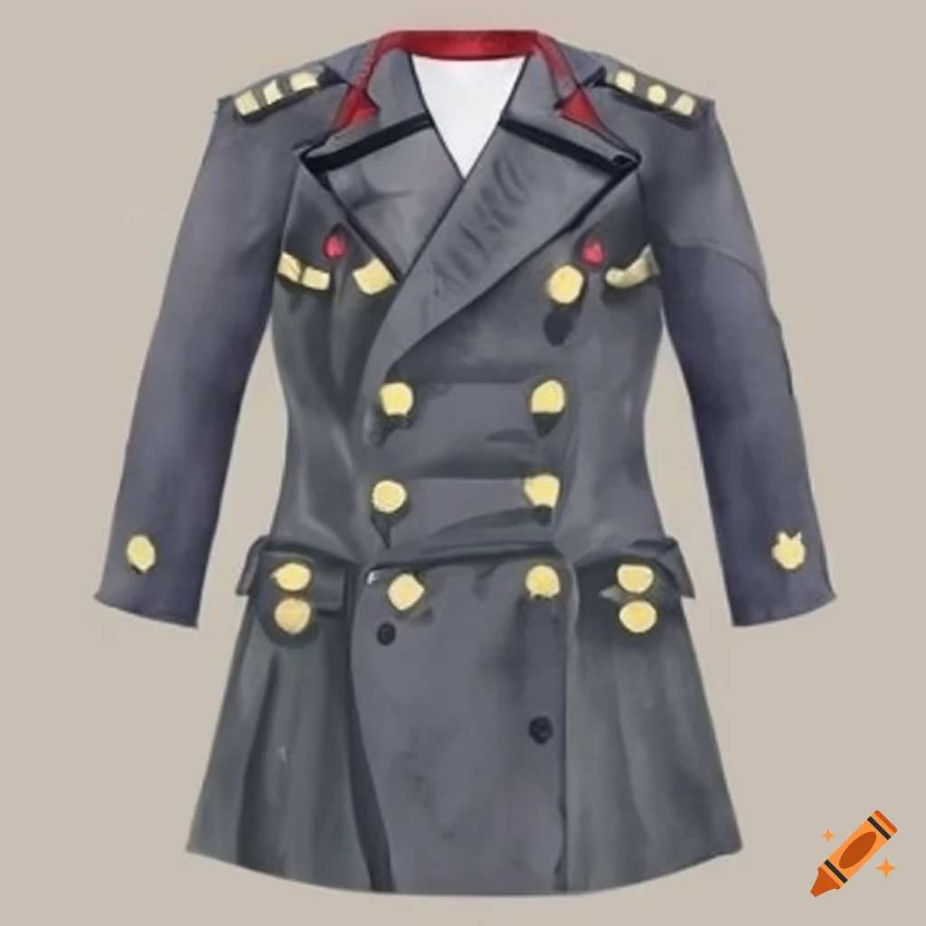 Elegant gray military frock with double-breasted design