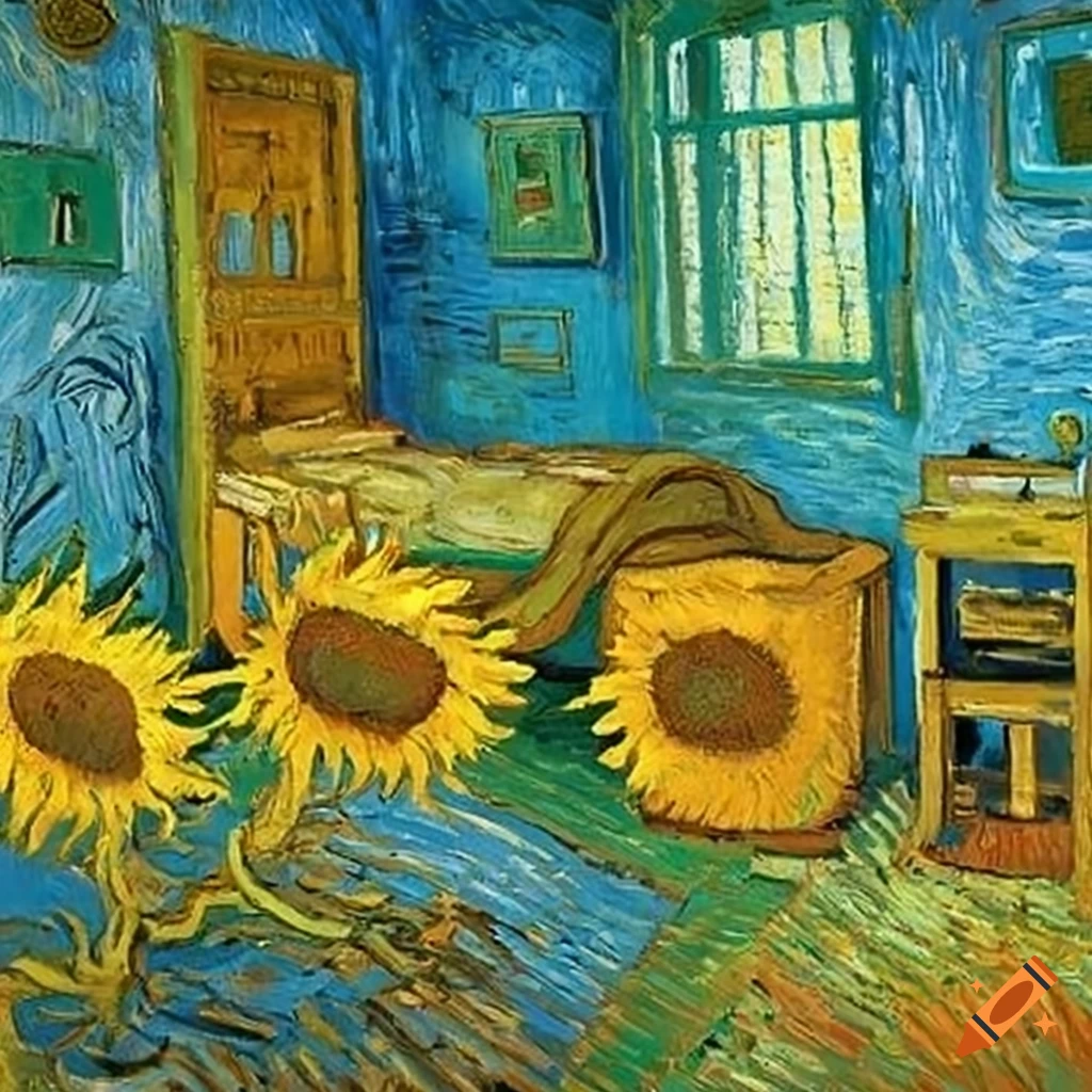 Van gogh's bedroom at arles with sunflowers on Craiyon