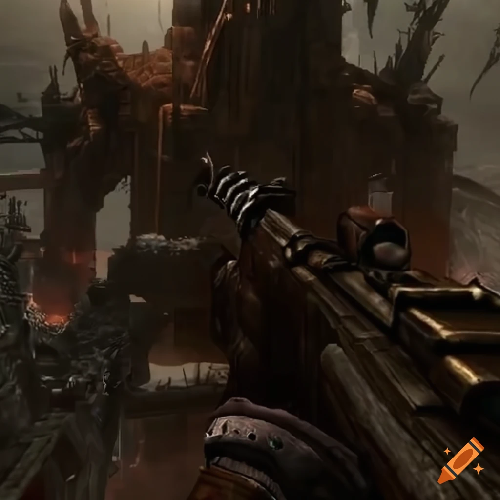 Screenshot of reloading in a gothic fps game on Craiyon