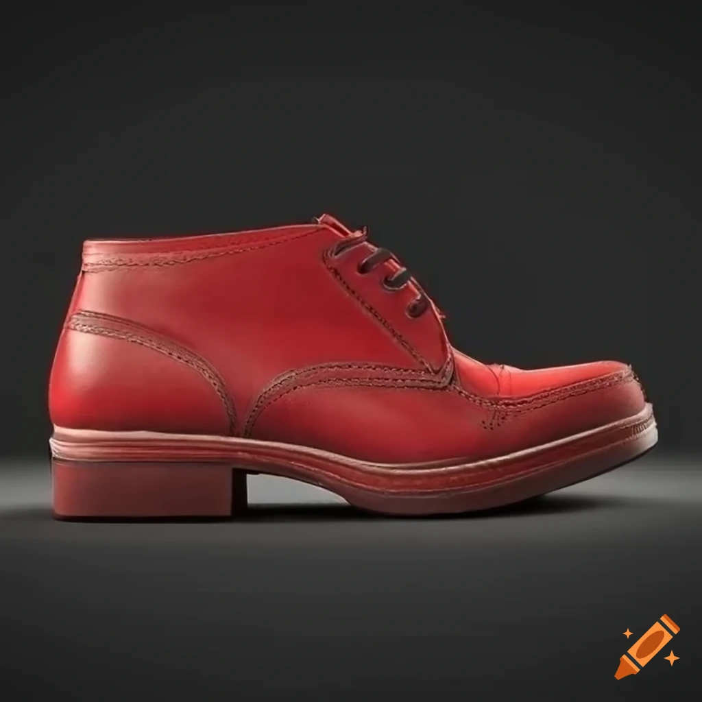 Close-up of a red leather shoe