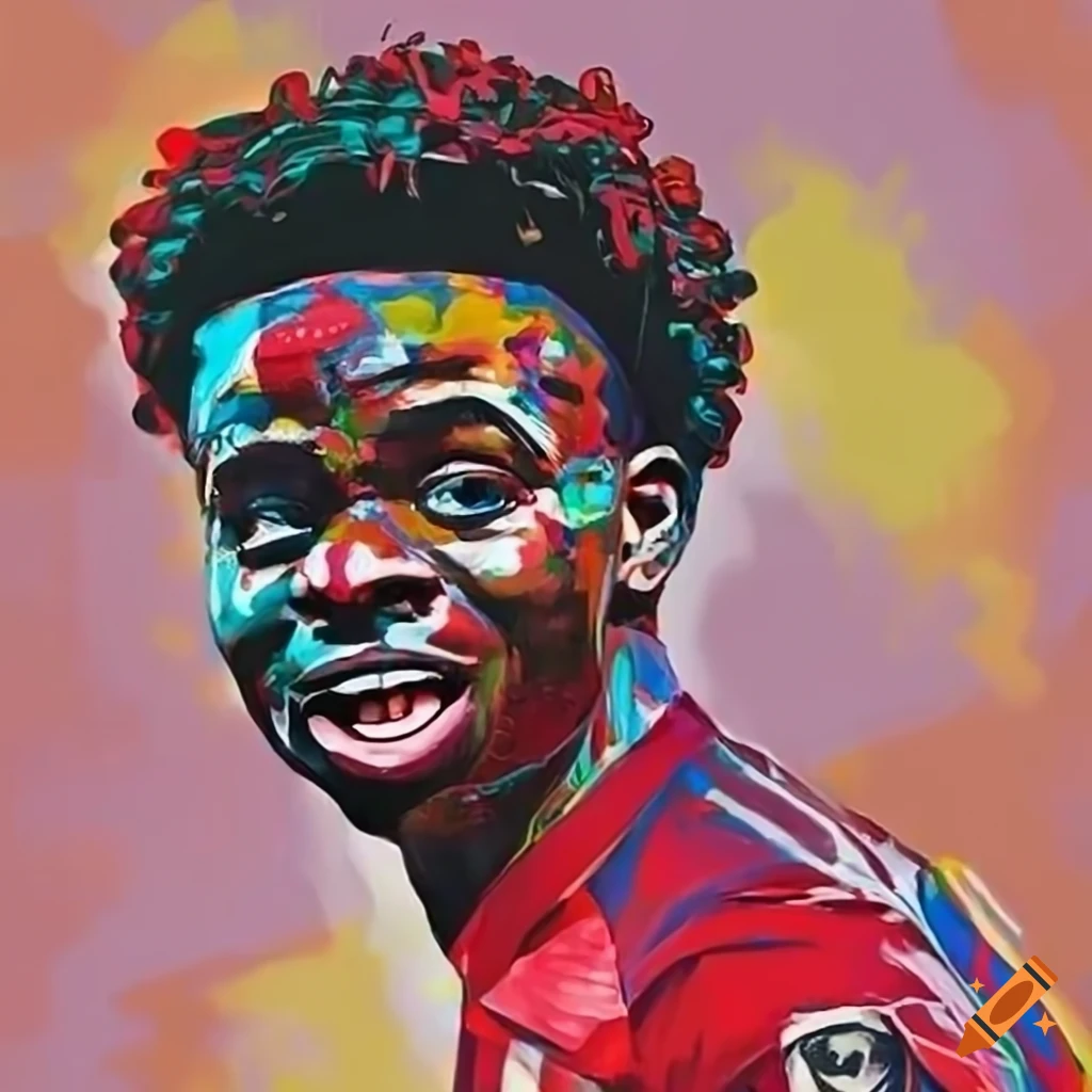 Vibrant portrait of bukayo saka on Craiyon