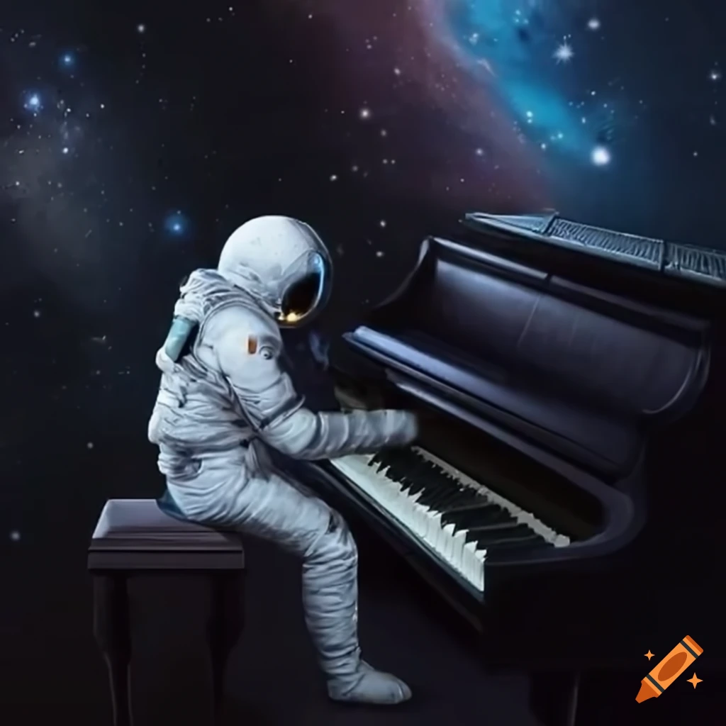 Astronaut playing piano in space on Craiyon