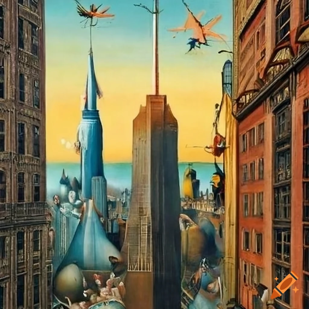 Surrealist painting of new york city in the style of salvador dali on ...