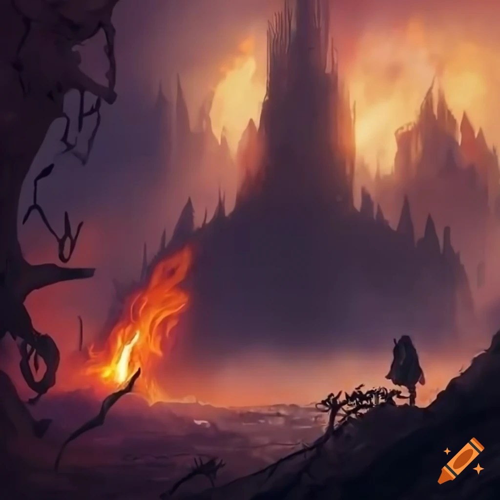 Detailed fairytale illustration of an apocalyptic world on Craiyon