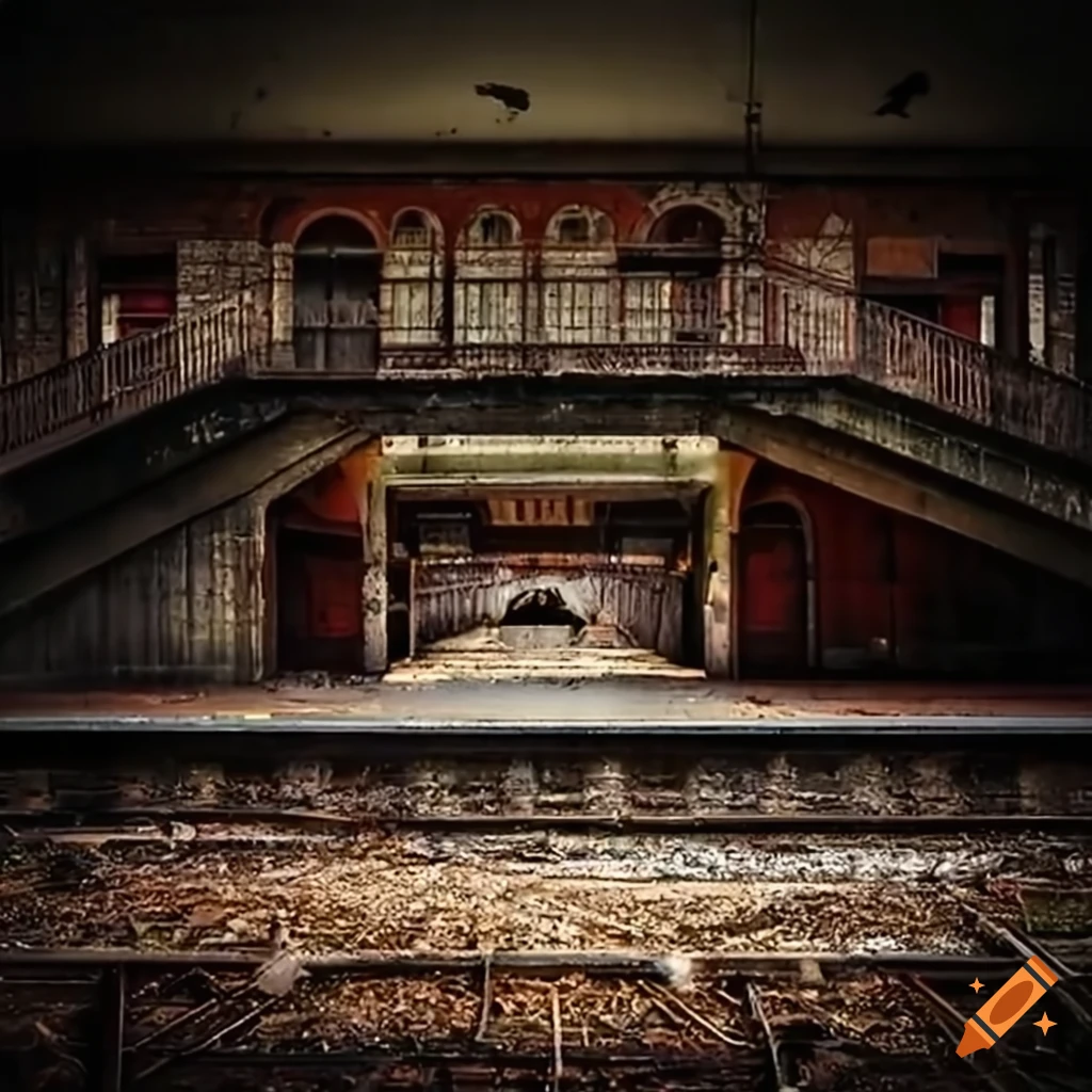 Abandoned train station platform in london on Craiyon