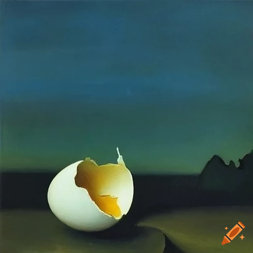 Still-life painting by magritte on Craiyon