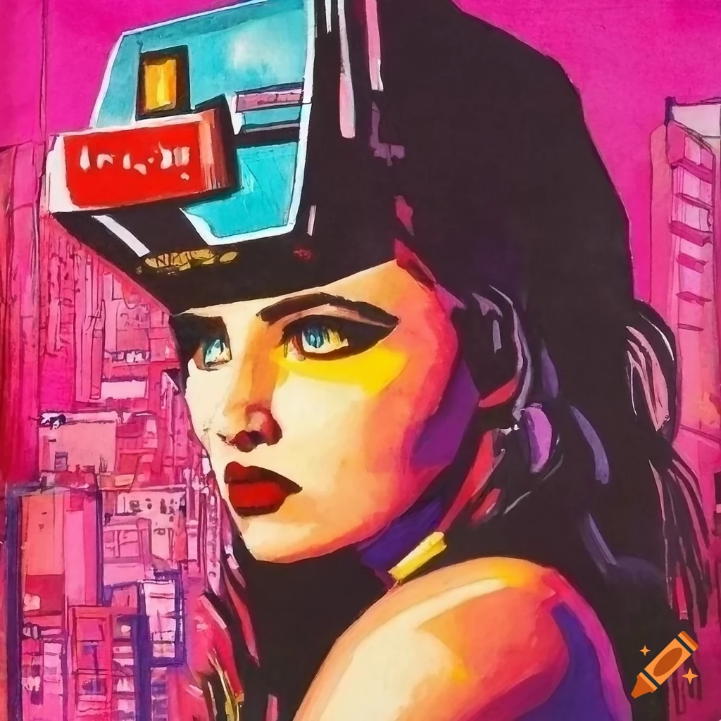 Neo-noir cyberpunk illustration with 1970s science fiction vibe on Craiyon