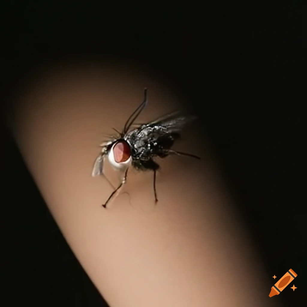 Close-up of a fly crawling on an arm on Craiyon