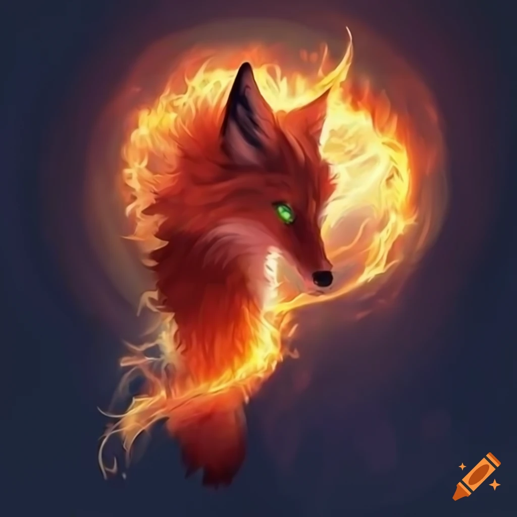 Fire elemental fox on Craiyon