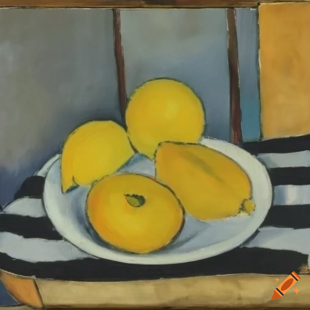 Modigliani's painting of a still life with grapes and lemon on Craiyon