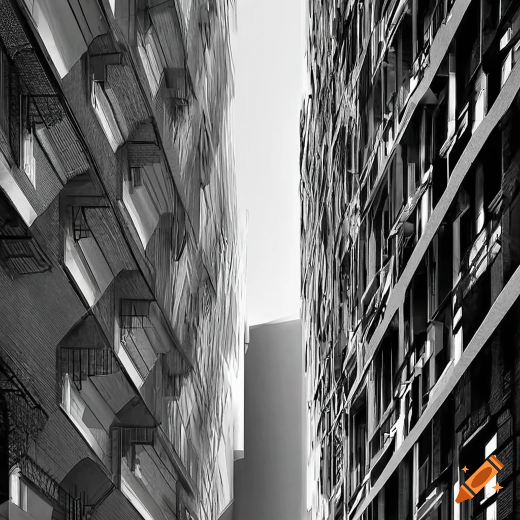 Minimalist high-rise residential building with unique facade on Craiyon