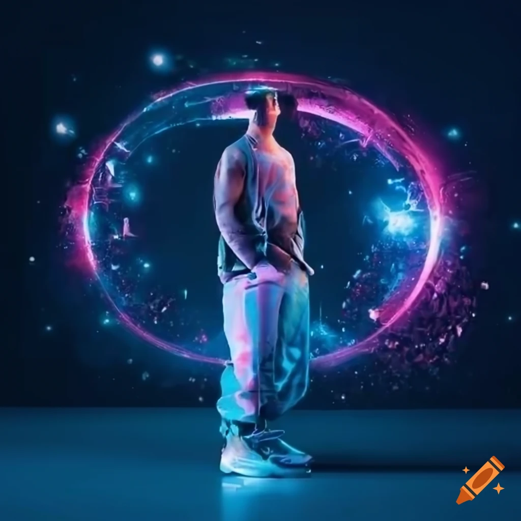 Futuristic image of a rapper in front of a star