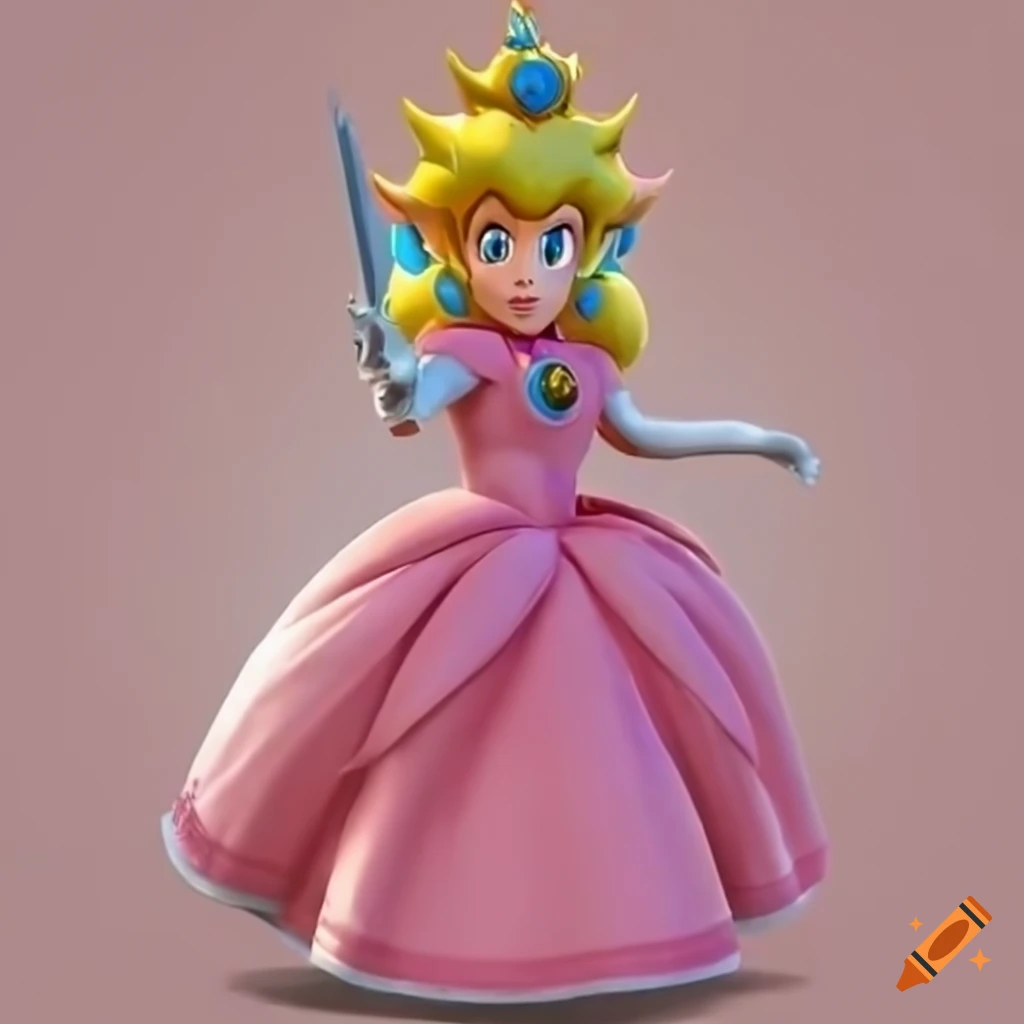 Princess peach and link dancing in elegant pink ballgowns on Craiyon