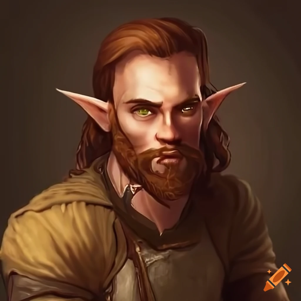 Illustration of a male elf with a beard