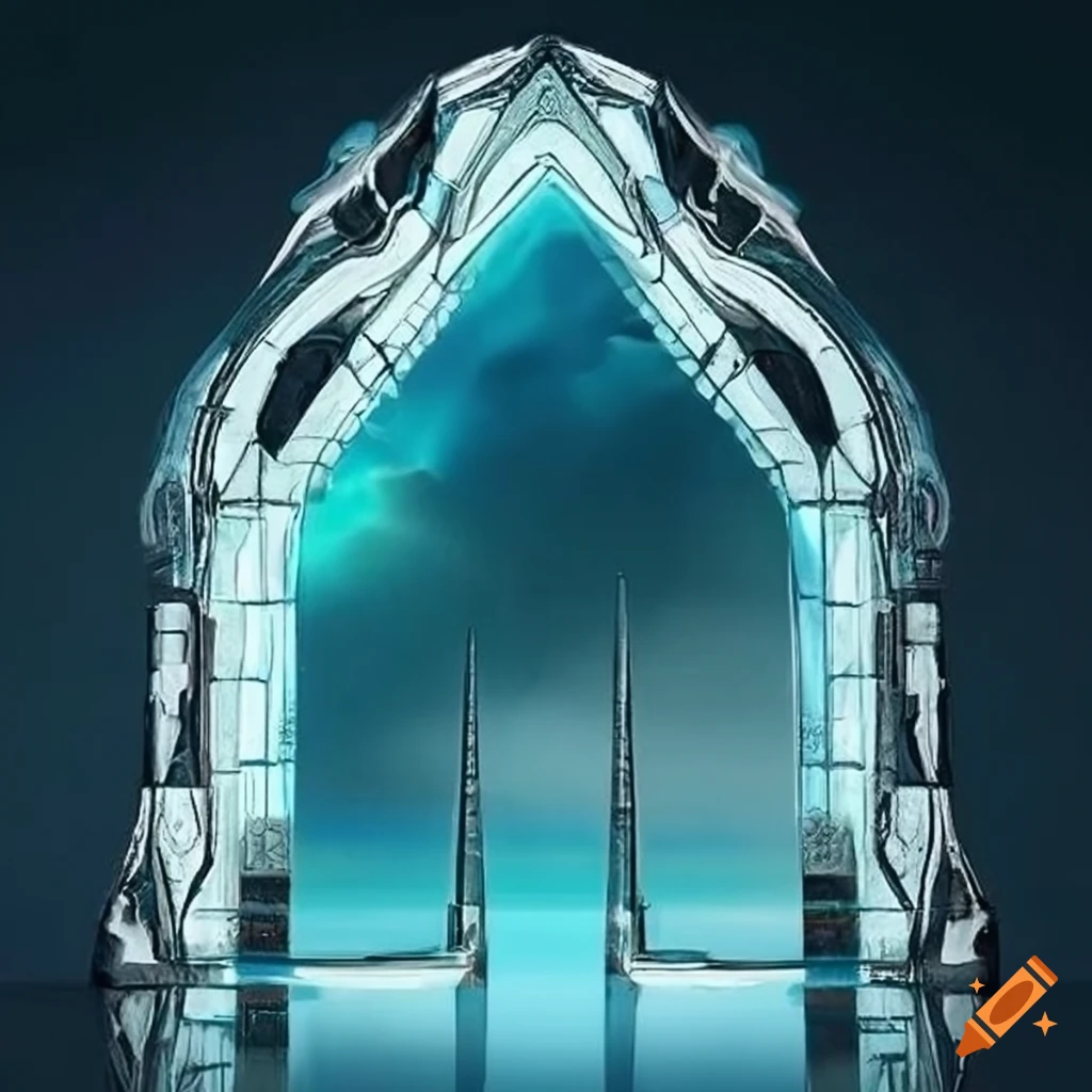 Futuristic glass artwork with intricate framing on Craiyon