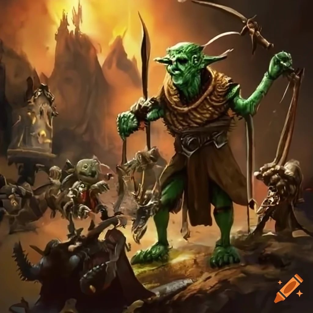Goblin army in mtg fantasy art on Craiyon