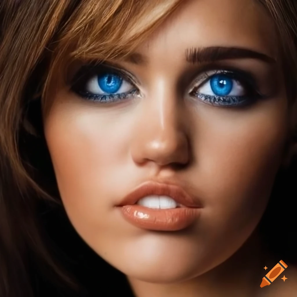 Beautiful woman with tan skin and blue catlike eyes on Craiyon