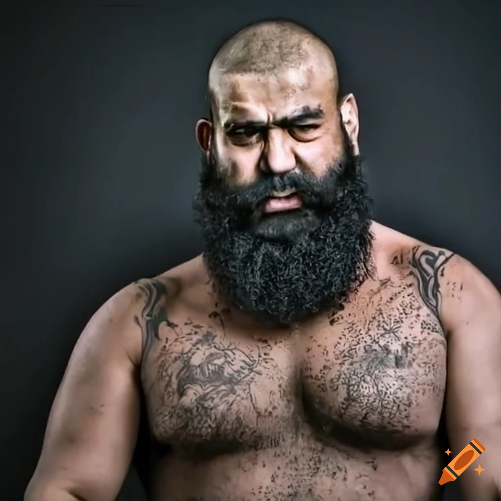 Image of a bearded iraqi wrestler on Craiyon