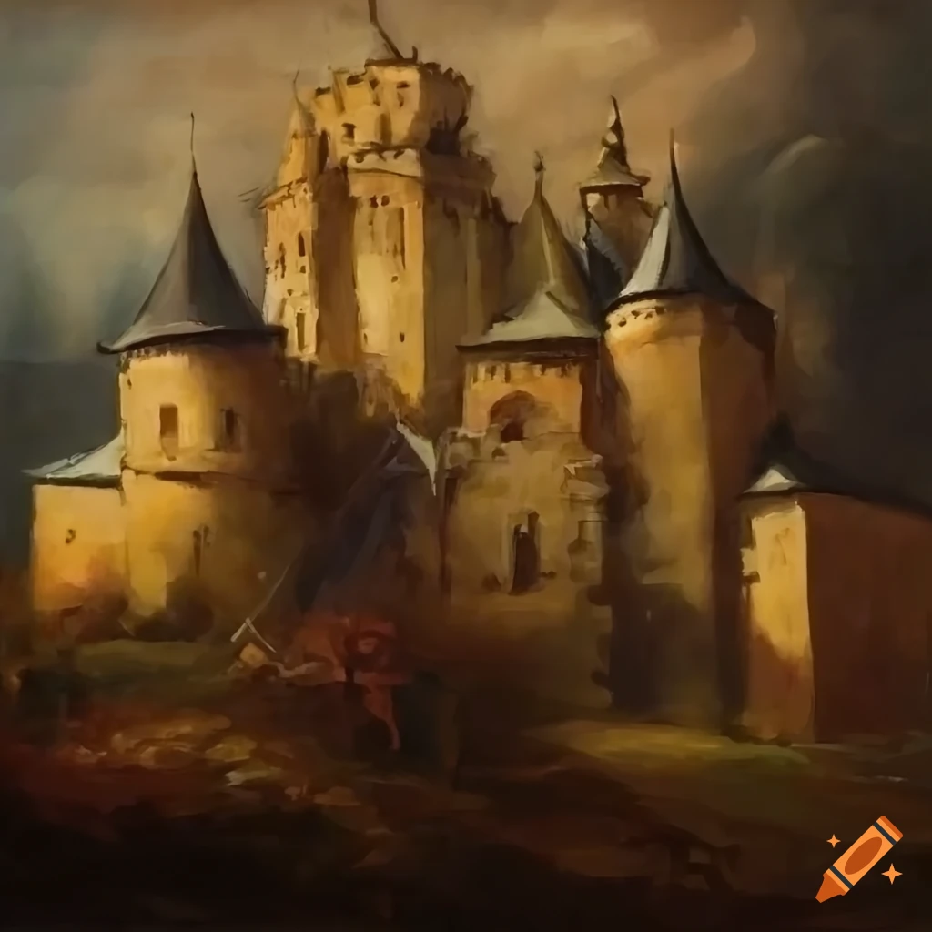 Oil painting of a russian medieval castle on Craiyon