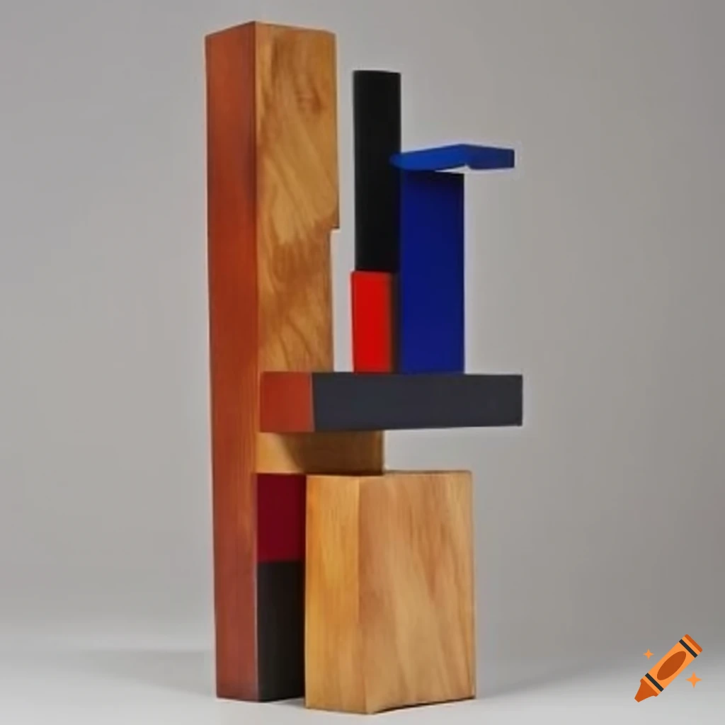 Painted wood sculpture in suprematism style on Craiyon