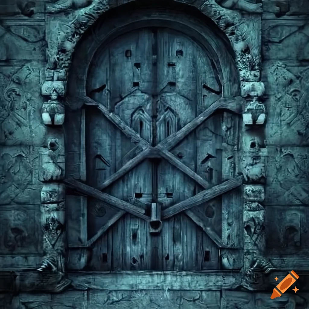 Dark blue medieval gate texture on Craiyon