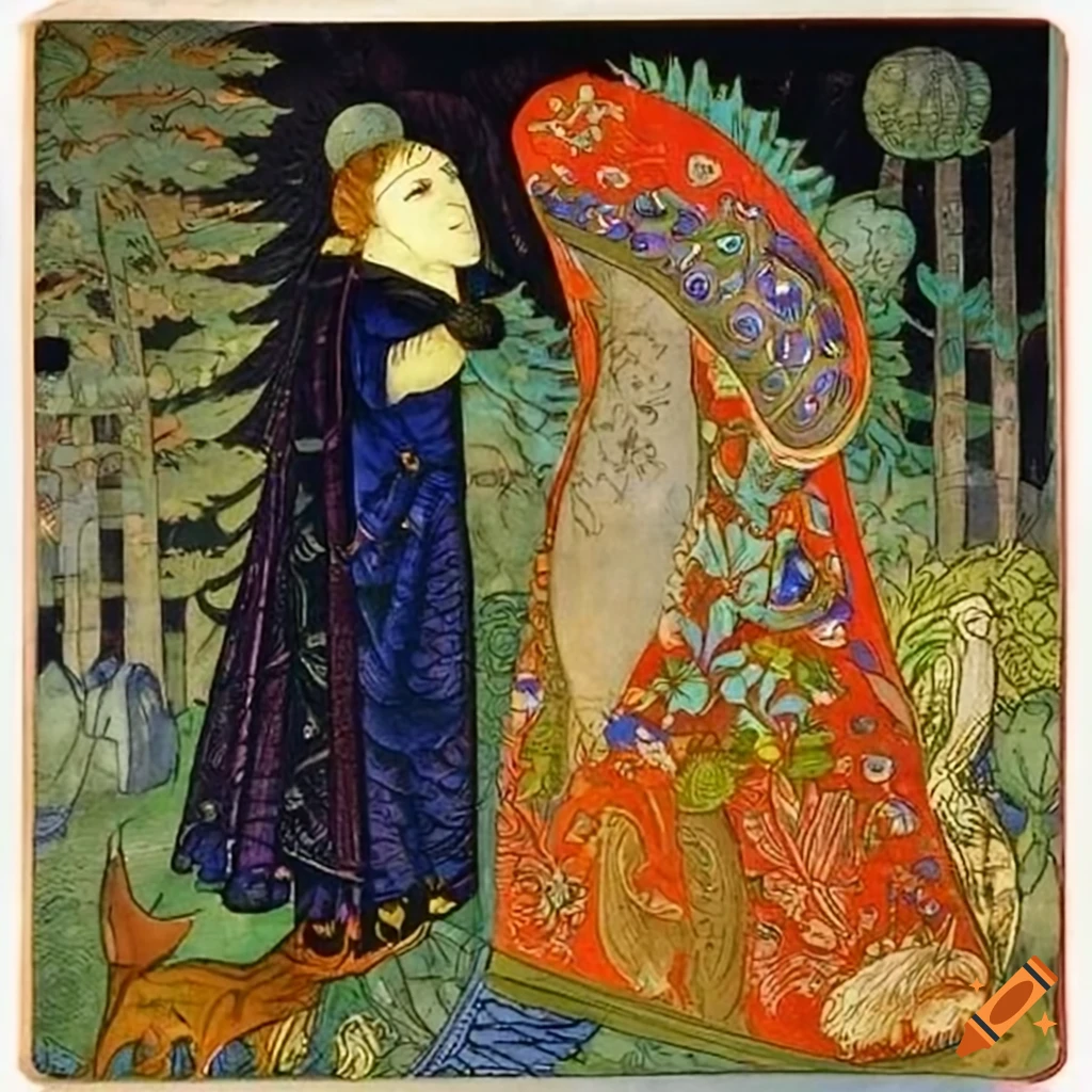 Illustration of Curandera Raven and Mother Goose in mystical attire on ...