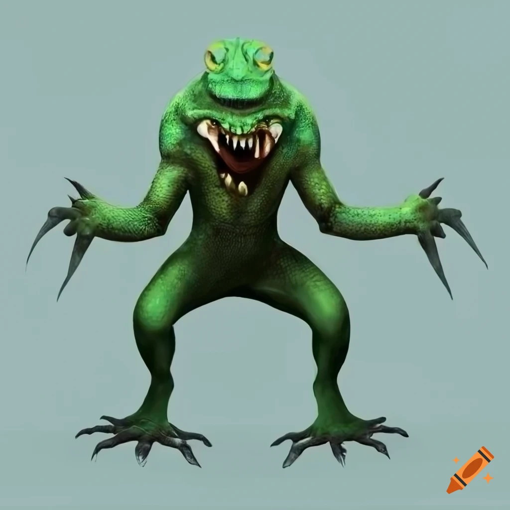 Image of a monster-like gecko with sharp teeth and claws on Craiyon