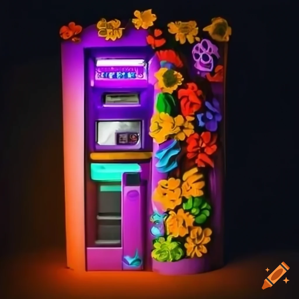 Colorful Day of the Dead themed ATM on Craiyon