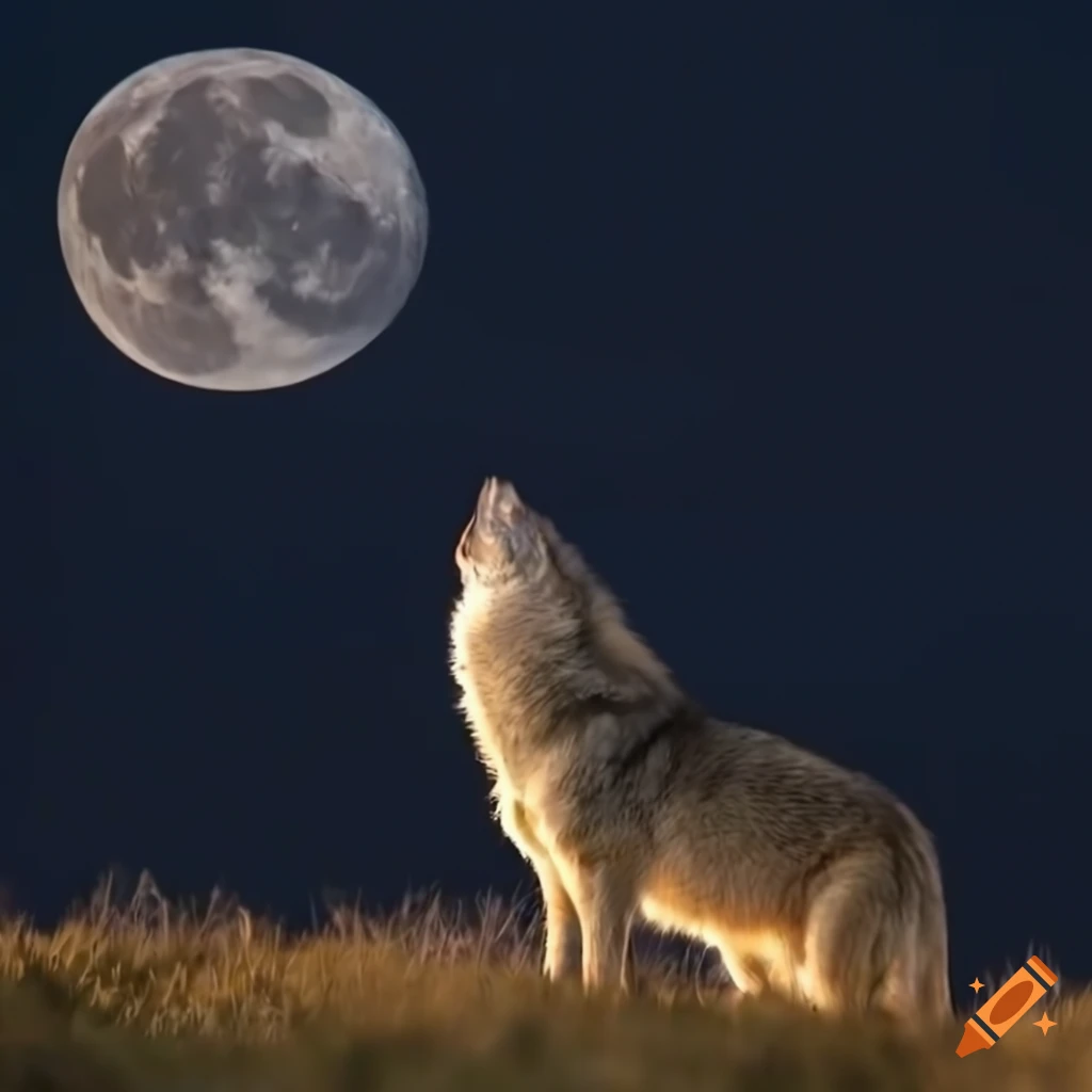 Image of a dire wolf howling at the moon on Craiyon