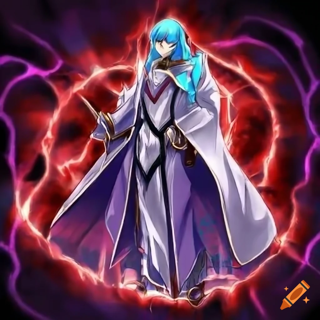 Chaos magician with red magic effects on Craiyon