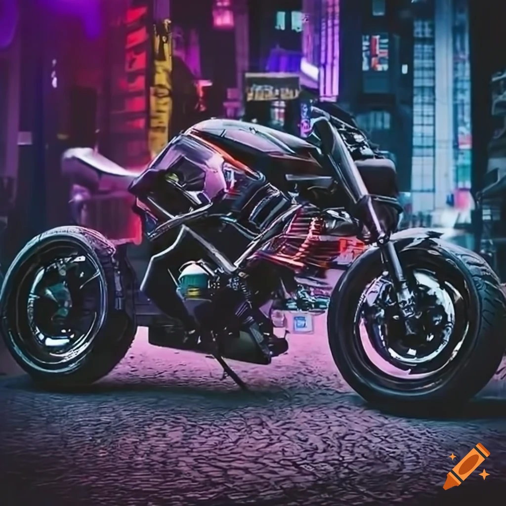 Cyberpunk-style motorcycle