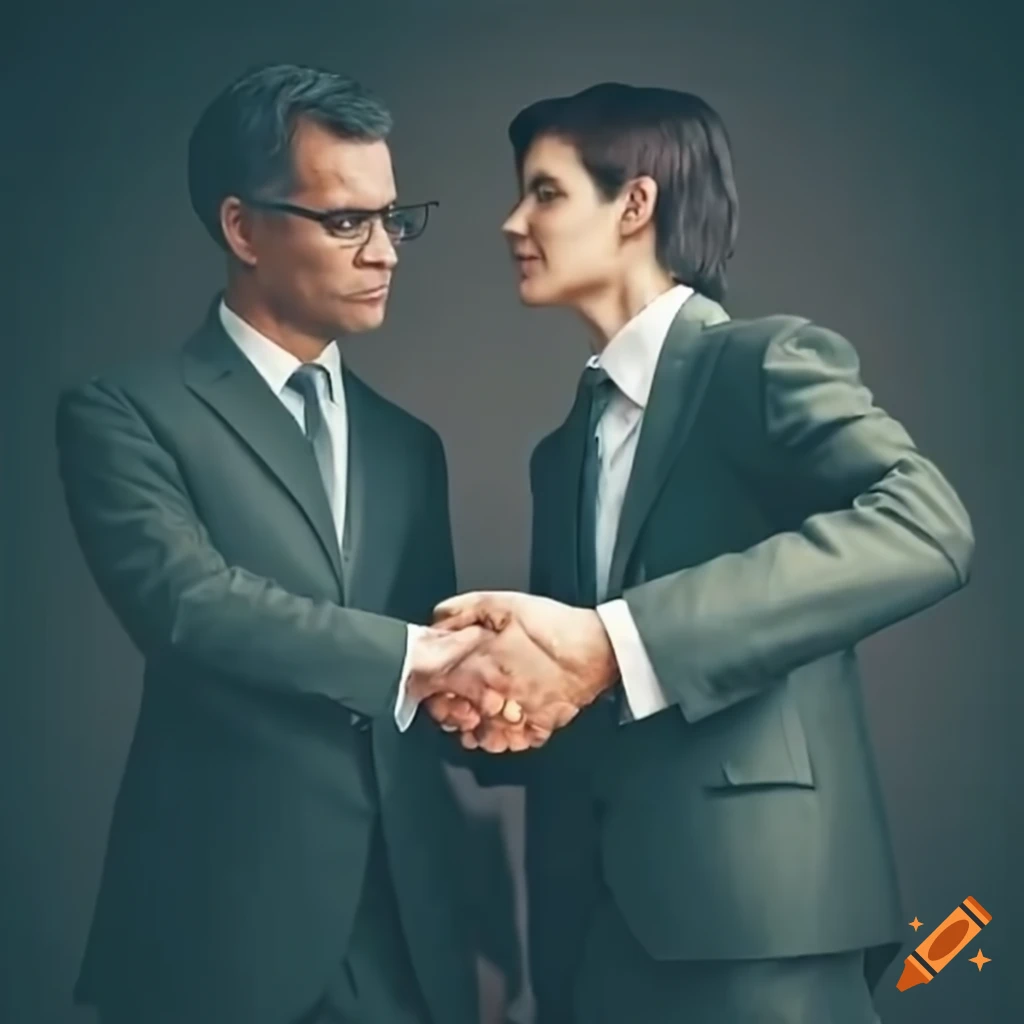 Handshake between dutch and polish businessmen with a light backdrop on ...