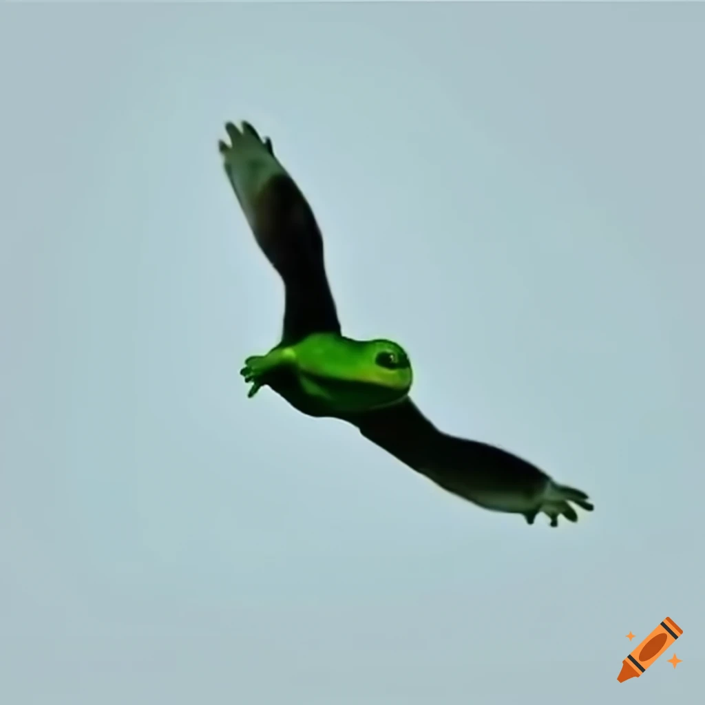 Funny flying frog meme on Craiyon