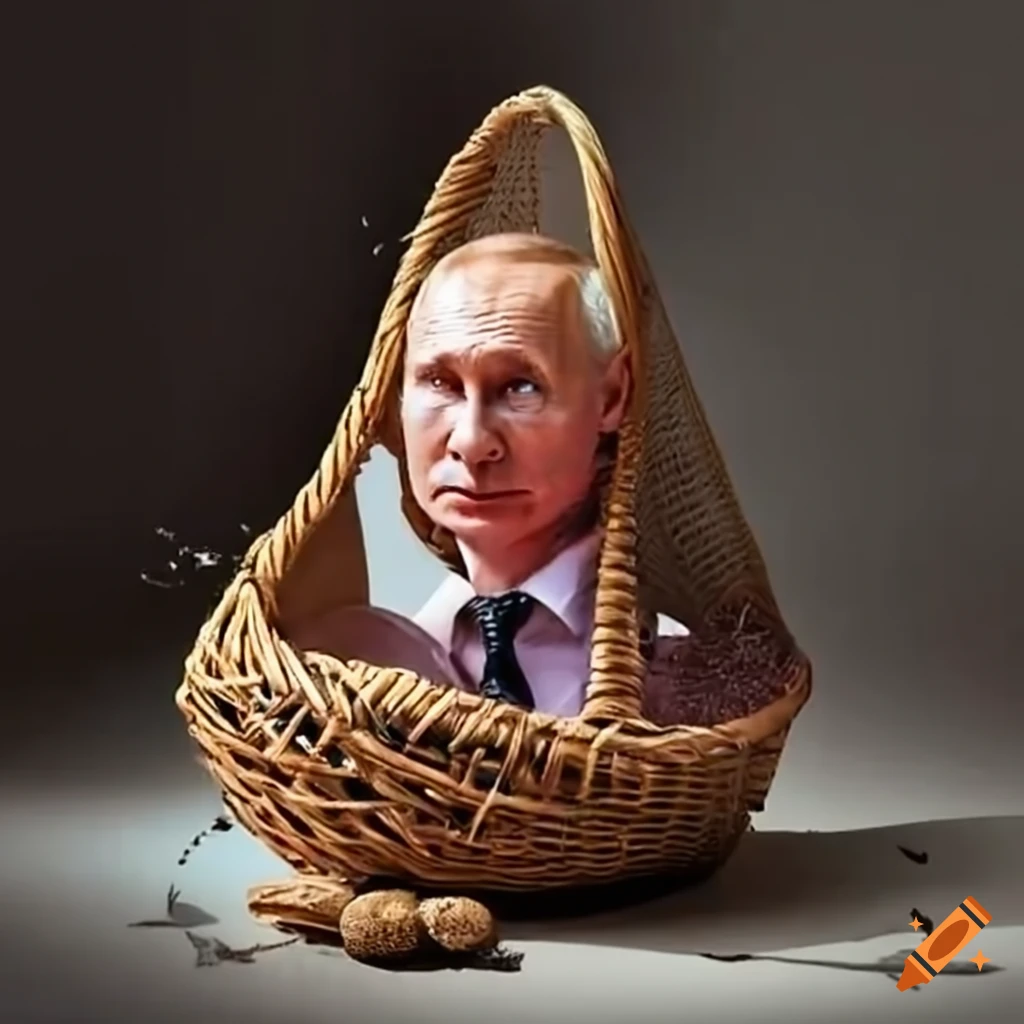 Image of putin carrying cottage cheese in a net on Craiyon