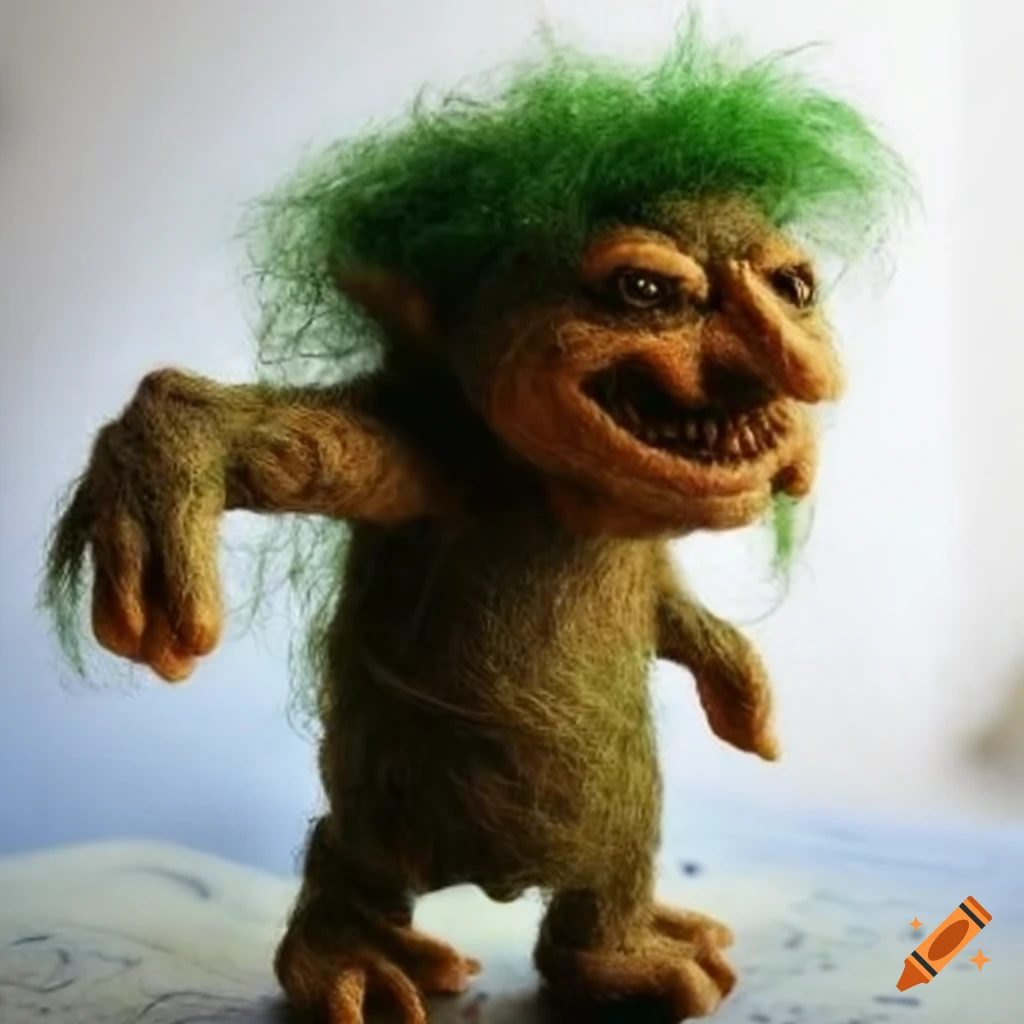 Felted wool swamp troll on Craiyon