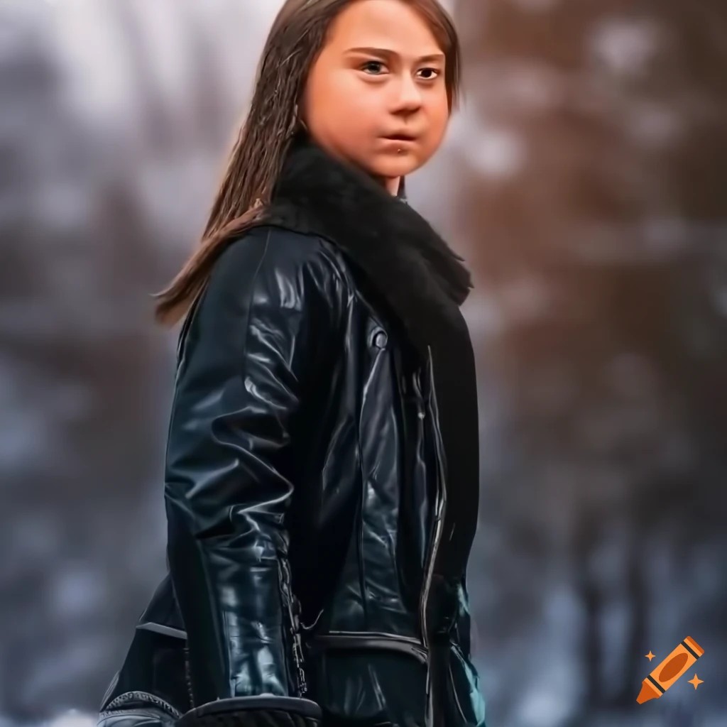 Close-up photo of greta thunberg in a stylish outfit on Craiyon