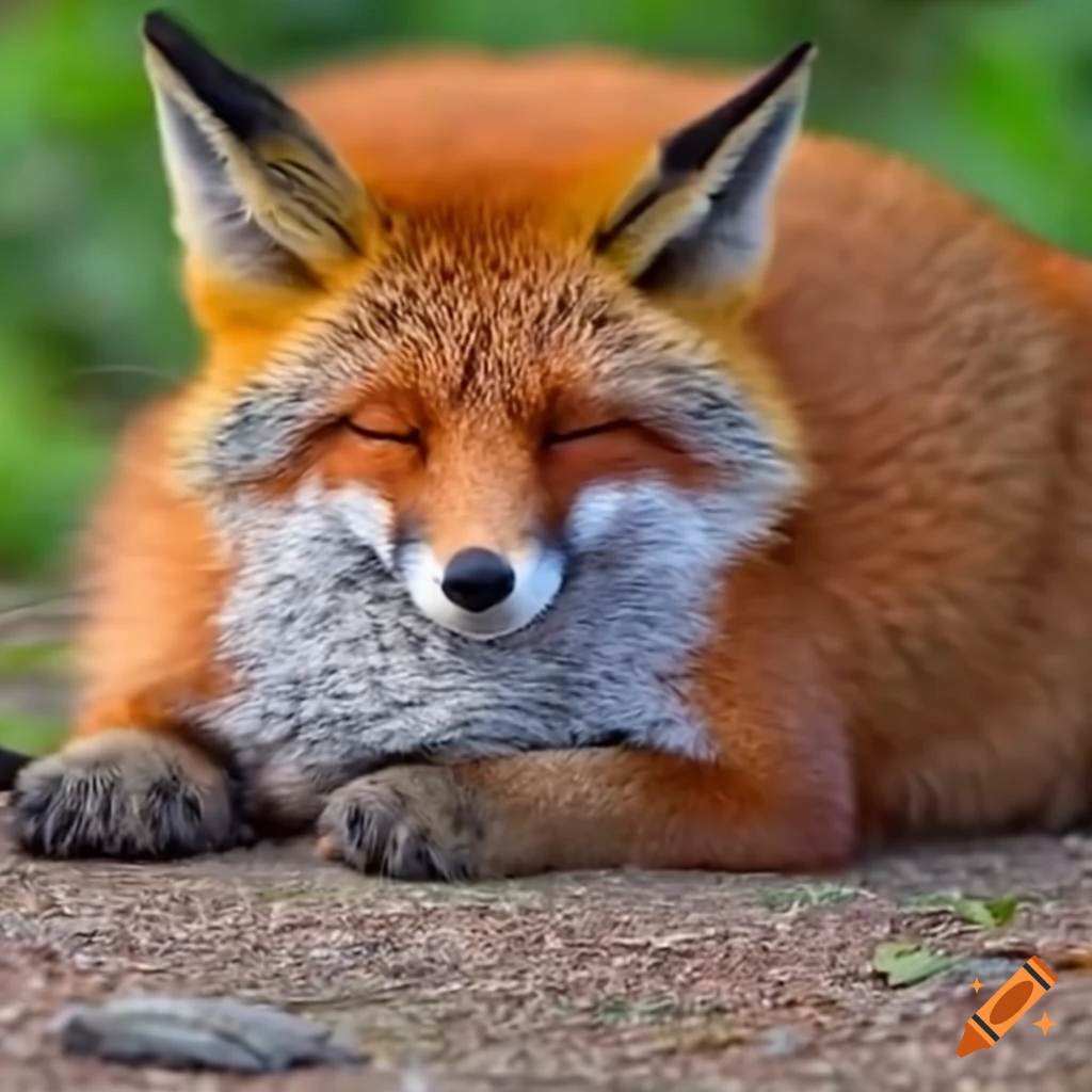 Sleeping chubby fox with a round belly on Craiyon