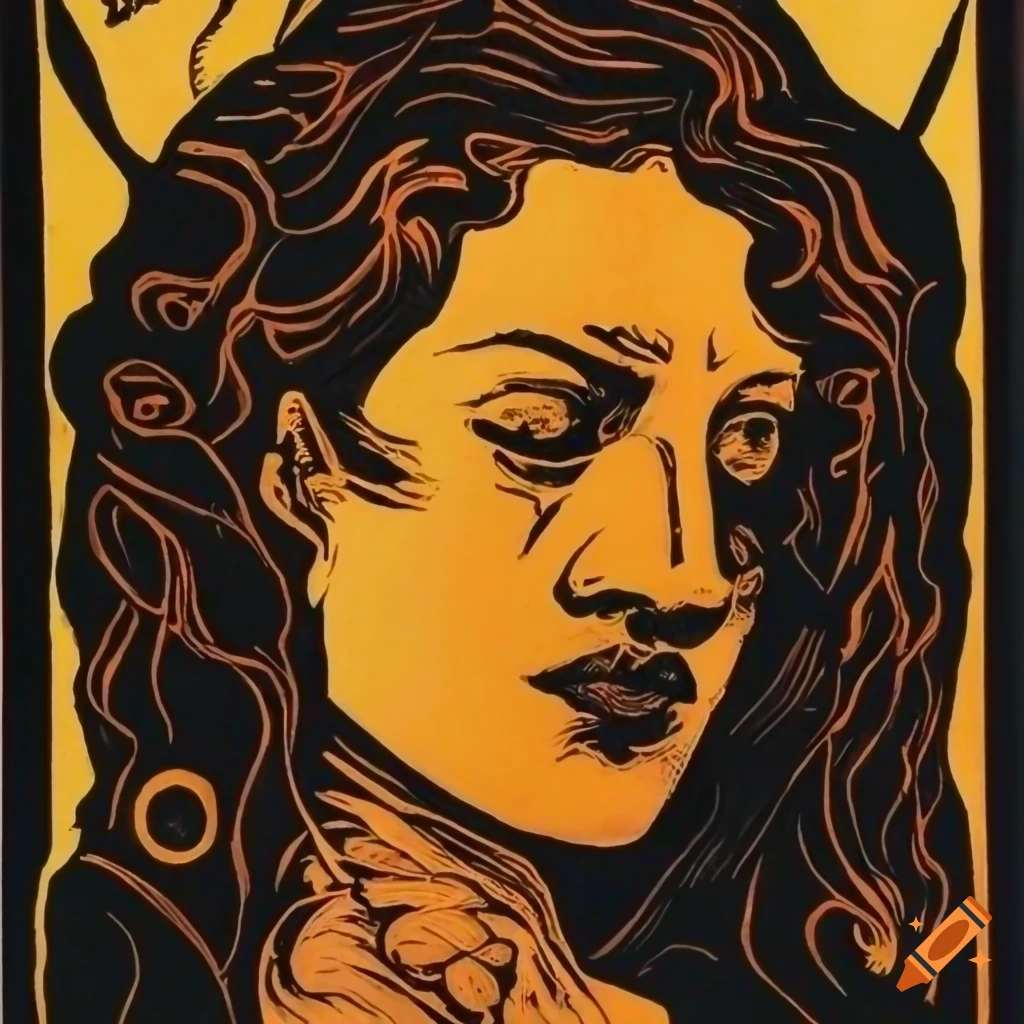 Colorful linocut artwork with vibrant colors on Craiyon