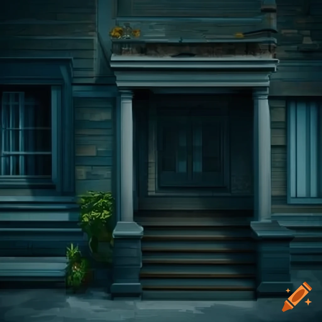 2d game asset of an outside house with a staircase
