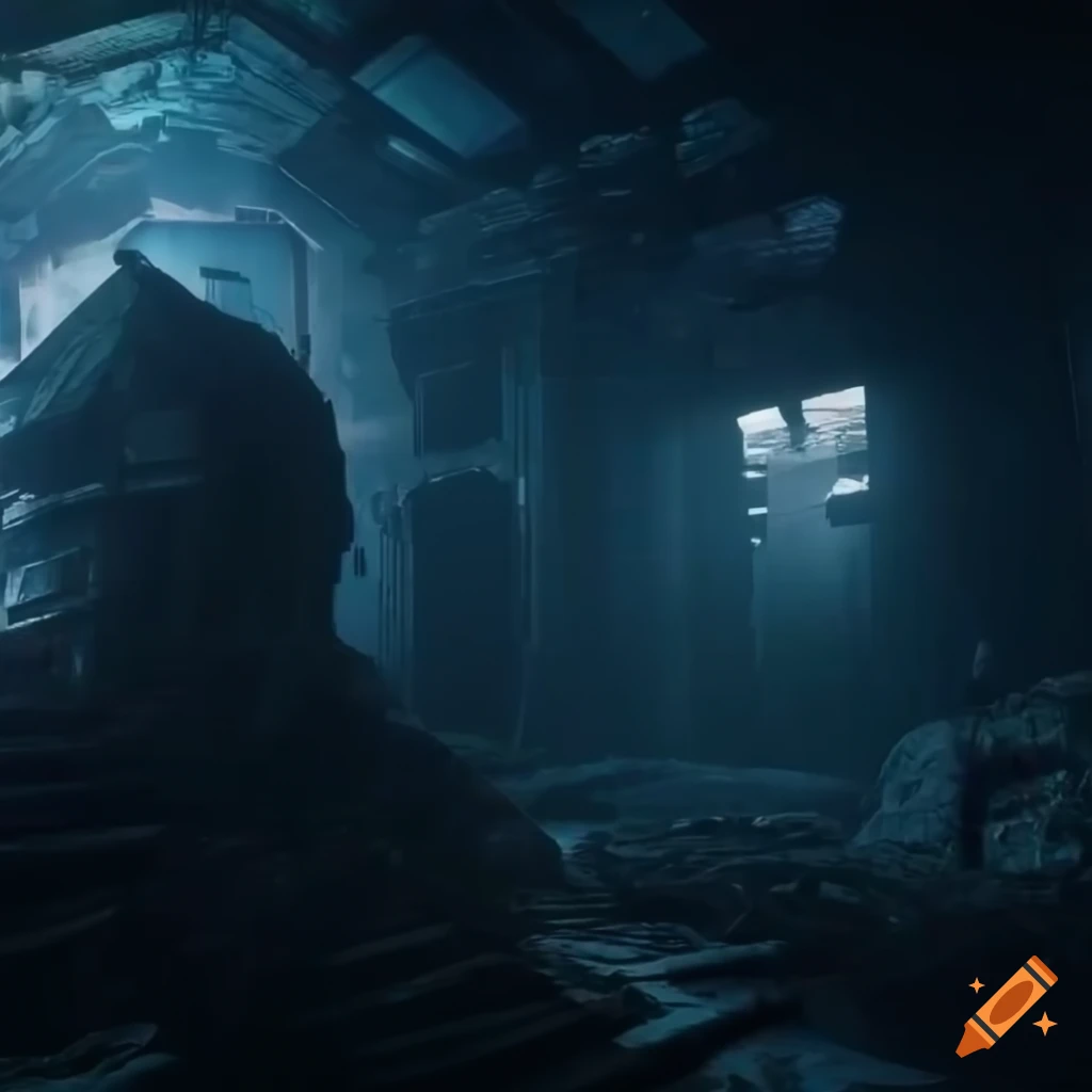 High-tech alien ruin in a sci-fi setting