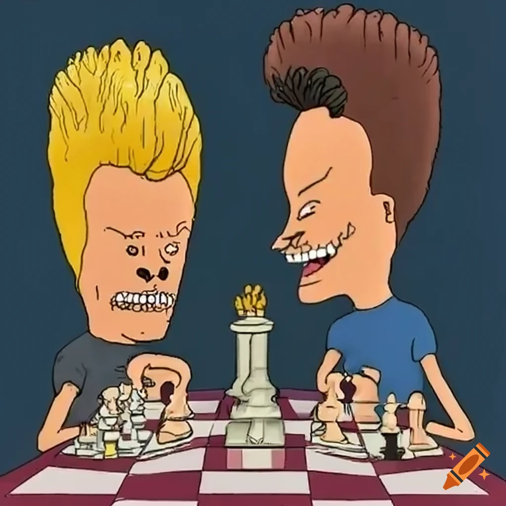 Beavis and butthead playing chess on Craiyon